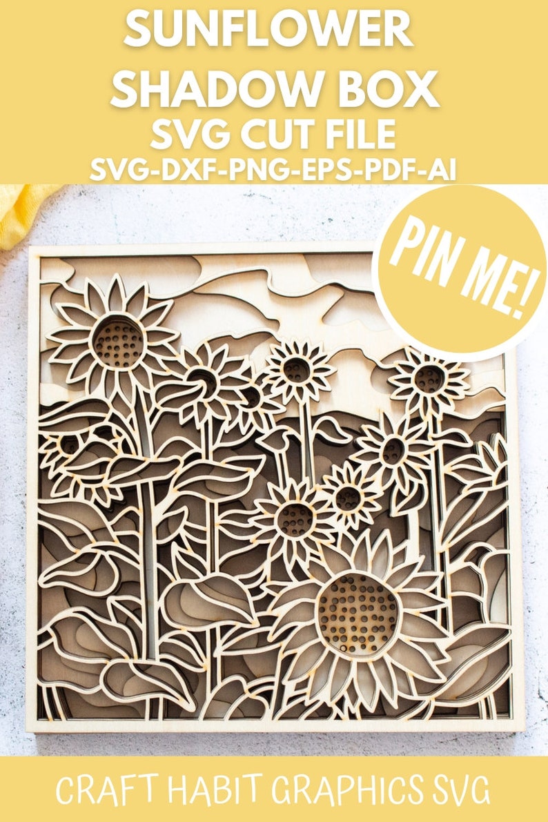 Sunflower Shadow Box Svg | Field of Sunflowers Layered Svg File - Laser ...