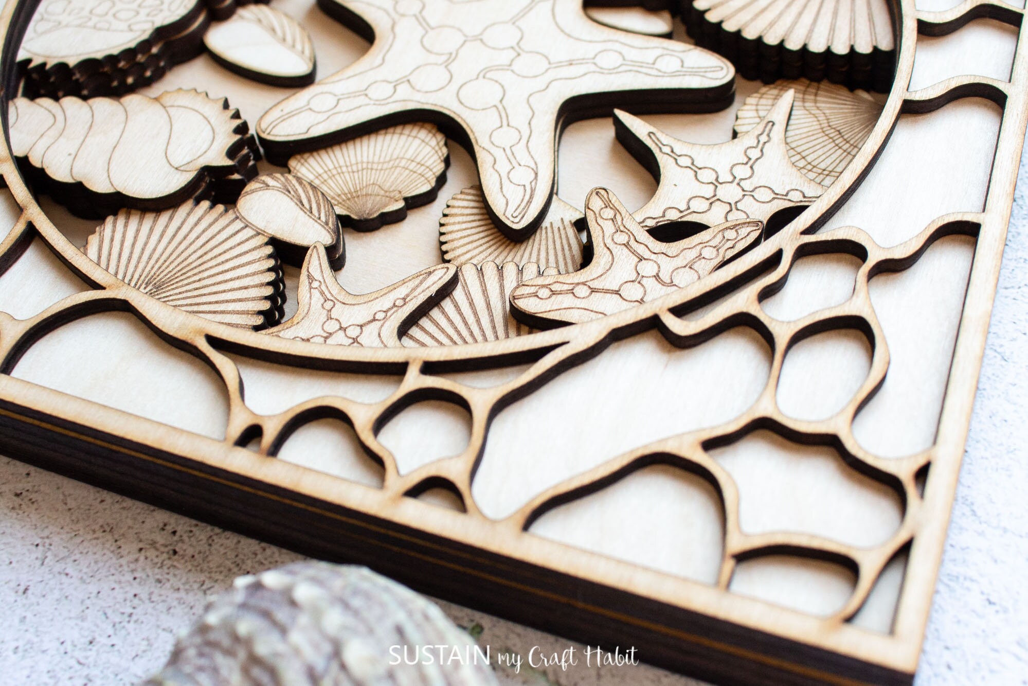 Seashell Shadow Box Svg | Seashell Layered Shadow Box Svg File - Laser Cut File | Xtool P2, M1 ...