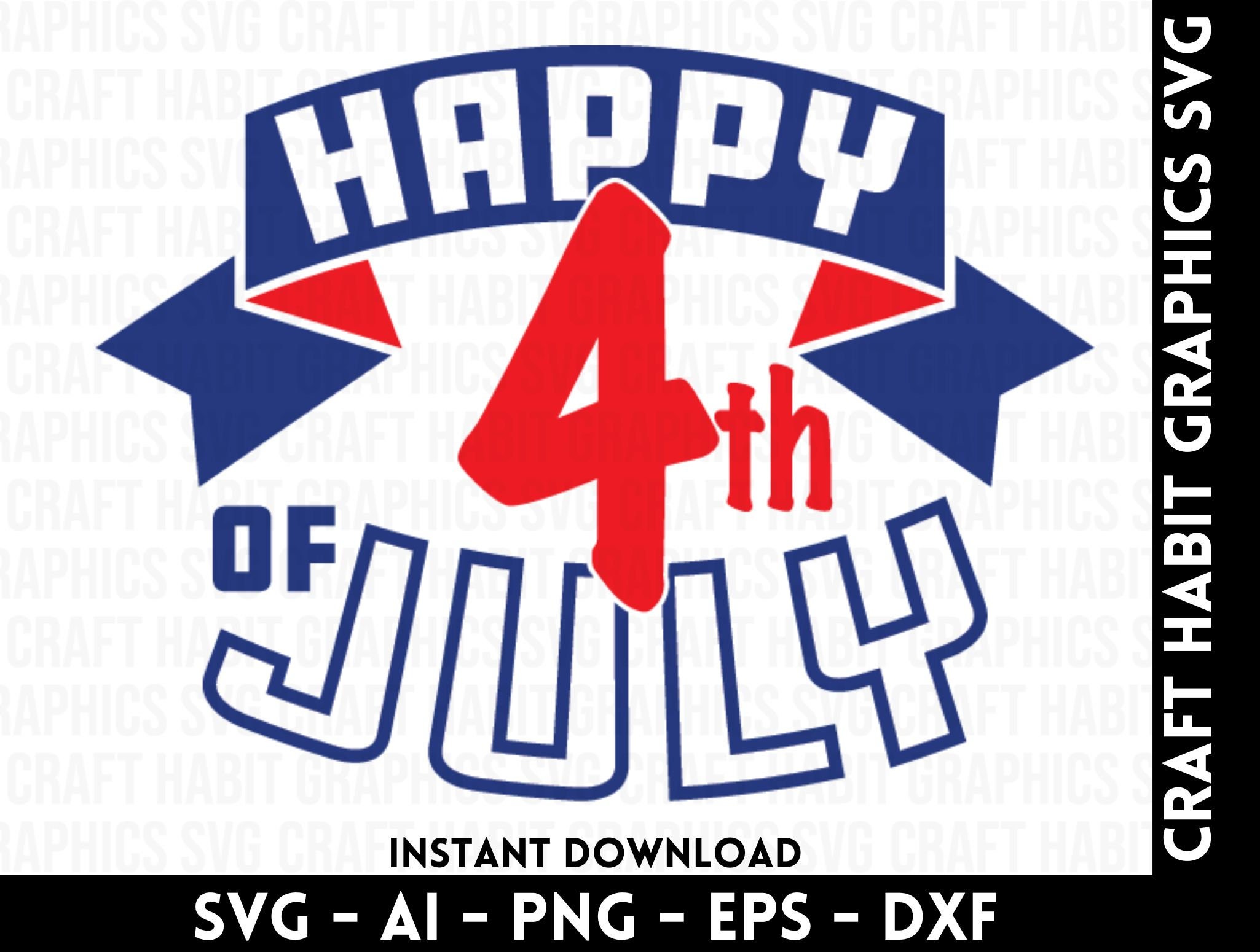 Happy 4th of July With Banner Svg, Dxf, Eps, Png Files for Cutting ...