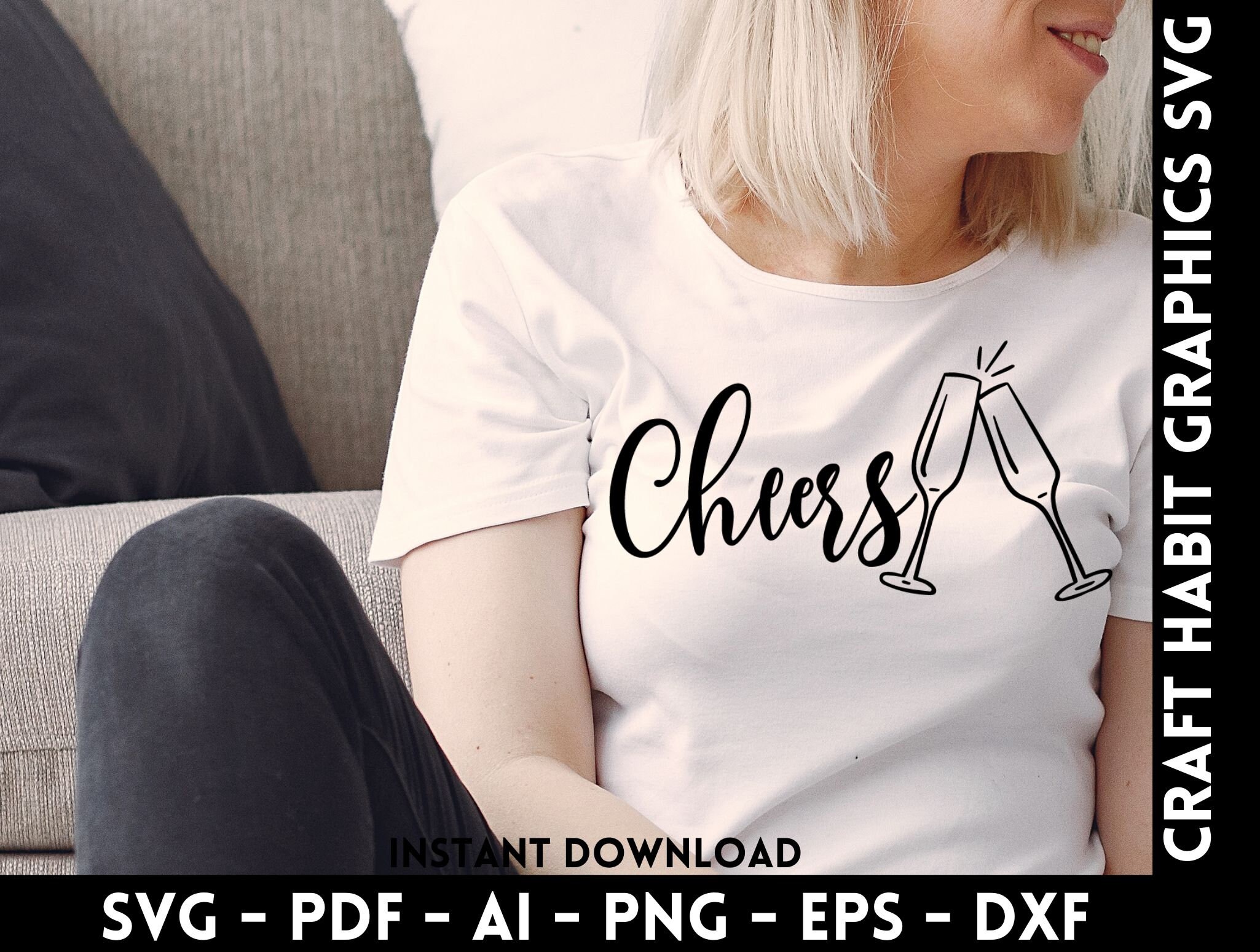 Cheers With Wine Glasses Svg, Dxf, Pdf, Ai, Eps, Png Files for Cutting ...