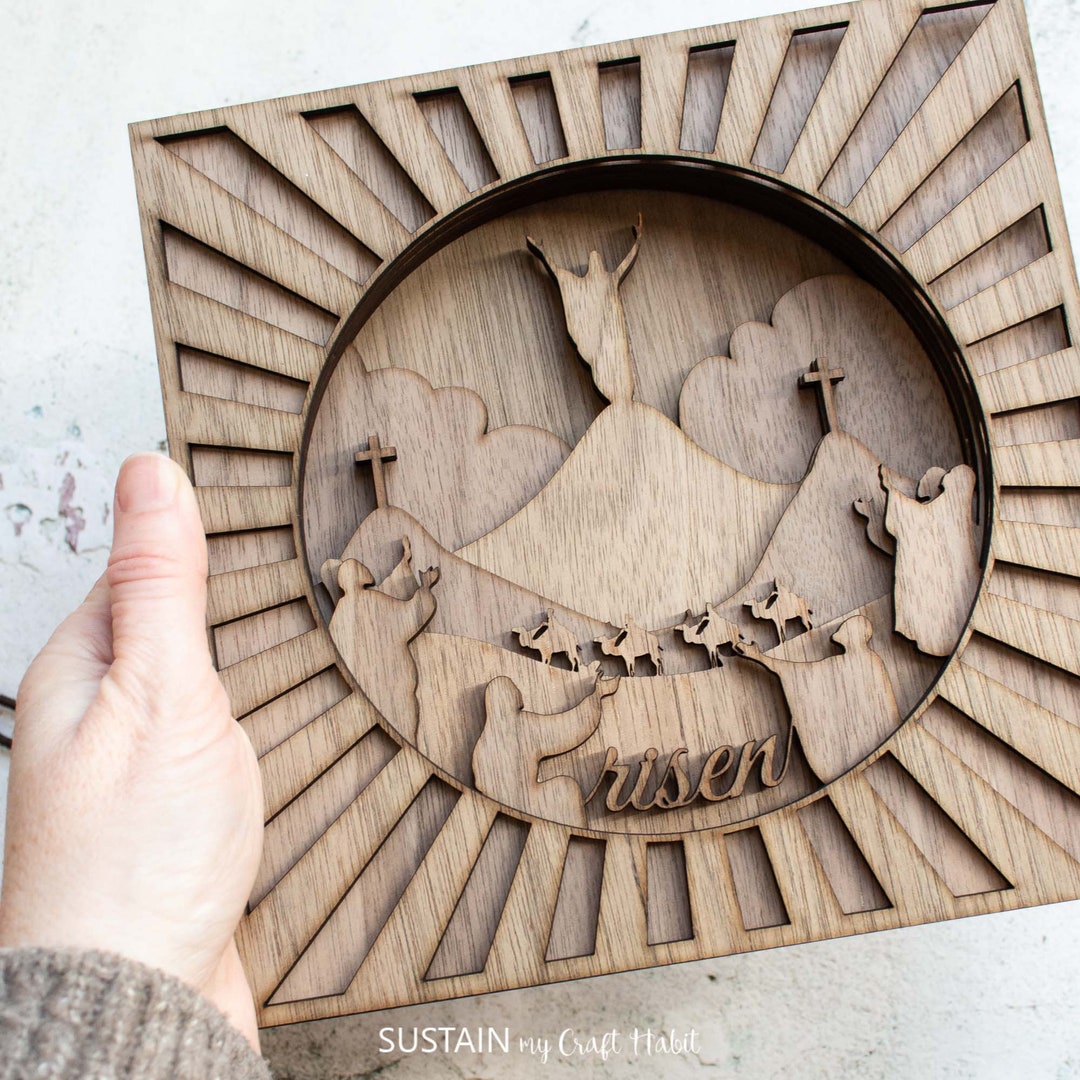 Easter Shadow Box Svg | Religious He is Risen Layered Shadow Box Svg ...