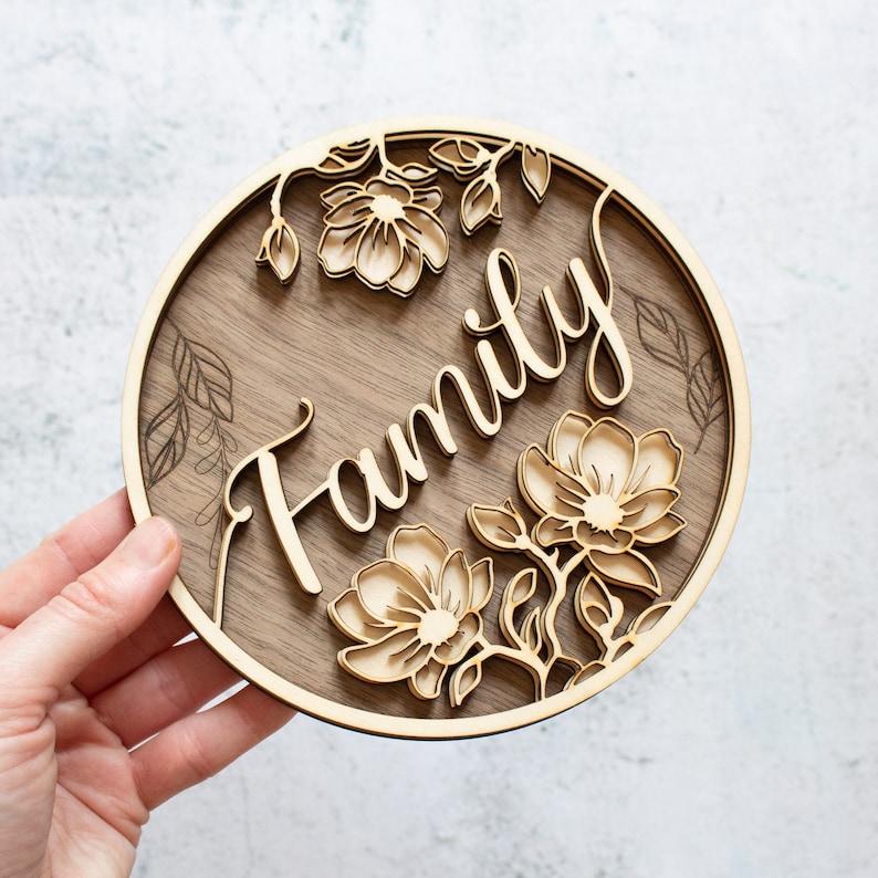 Layered Family Floral Sign | Svg, Dxf, Eps, Png, Pdf Files for Cutting ...