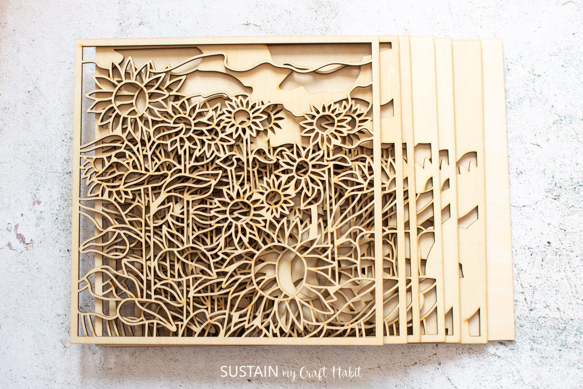 Sunflower Shadow Box Svg | Field of Sunflowers Layered Svg File - Laser ...