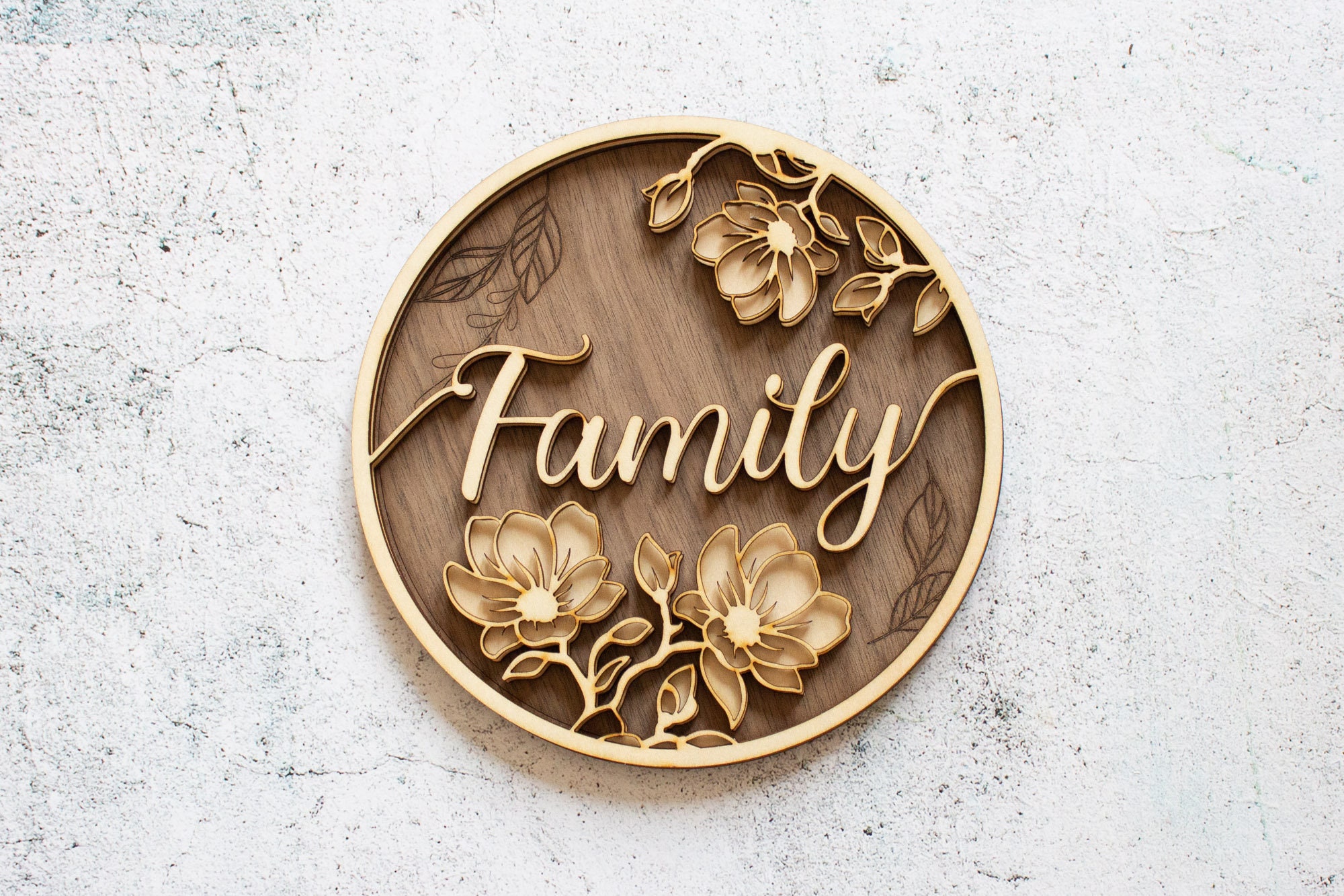Layered Family Floral Sign | Svg, Dxf, Eps, Png, Pdf Files for Cutting ...