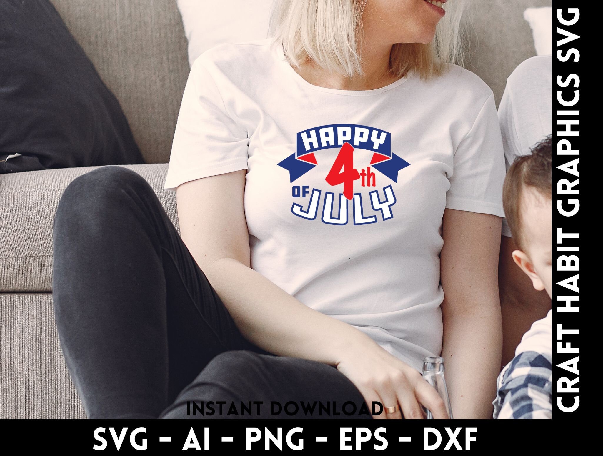 Happy 4th of July With Banner Svg, Dxf, Eps, Png Files for Cutting ...