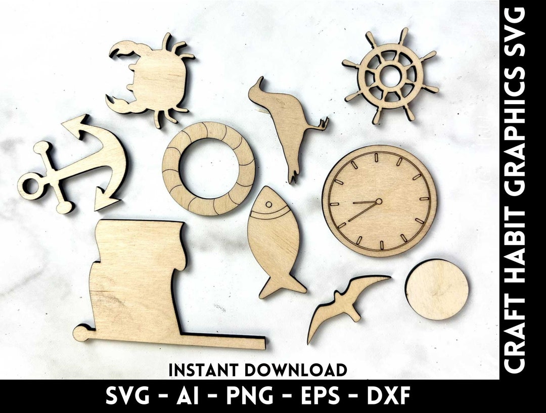 Nautical Cutouts | Set of 310 | Svg, Dxf, Eps, Png Files for Cutting ...