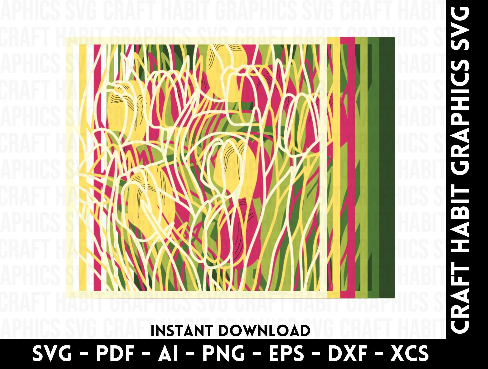 Tulip Shadow Box Svg | Field of Tulips Layered Svg File - Laser Cut ...