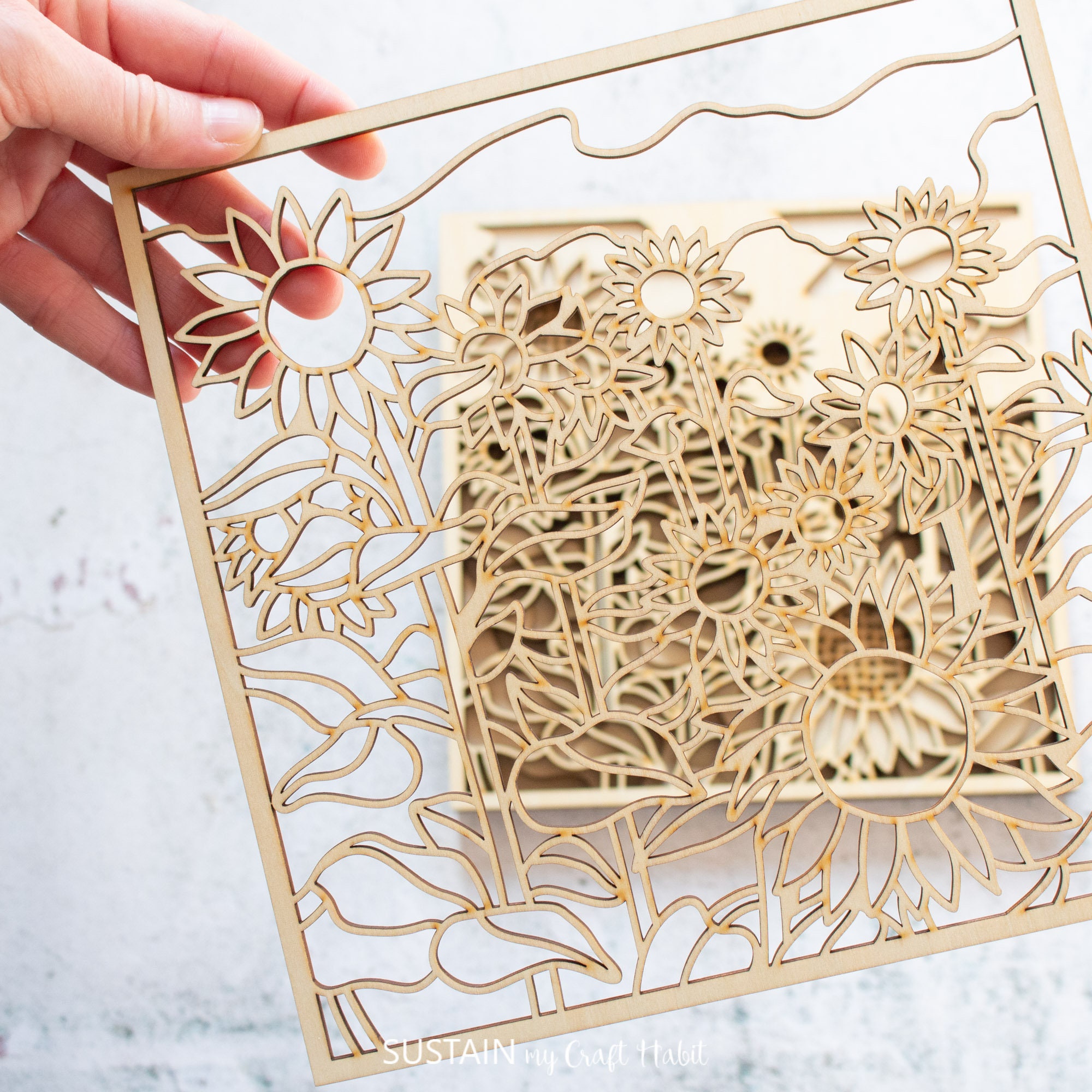 Sunflower Shadow Box Svg Field of Sunflowers Layered Svg File Laser Cut ...