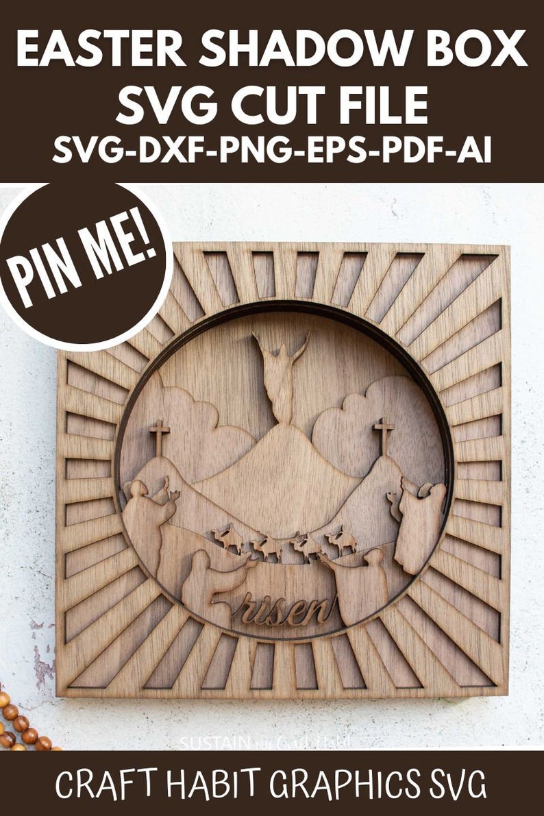 Easter Shadow Box Svg | Religious He is Risen Layered Shadow Box Svg ...