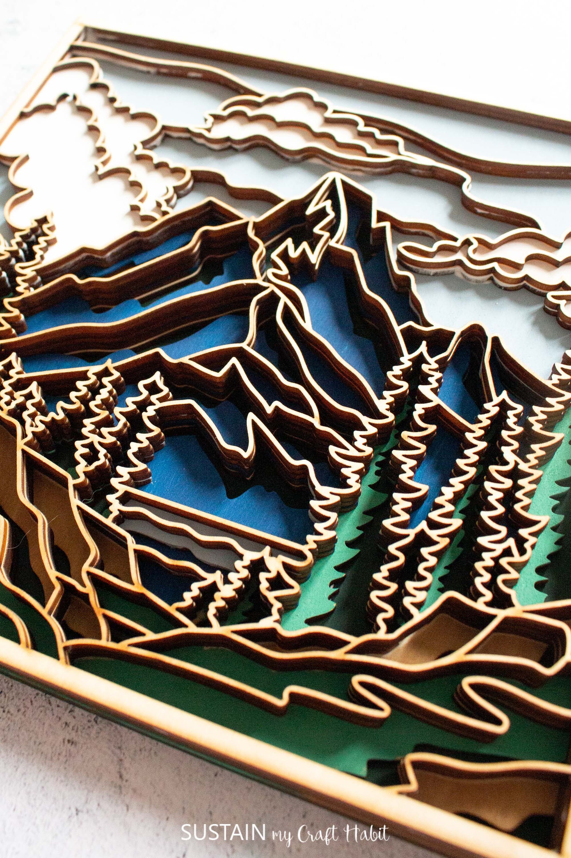 Mountain View Shadow Box Svg | Layered Svg File - Laser Cut File ...