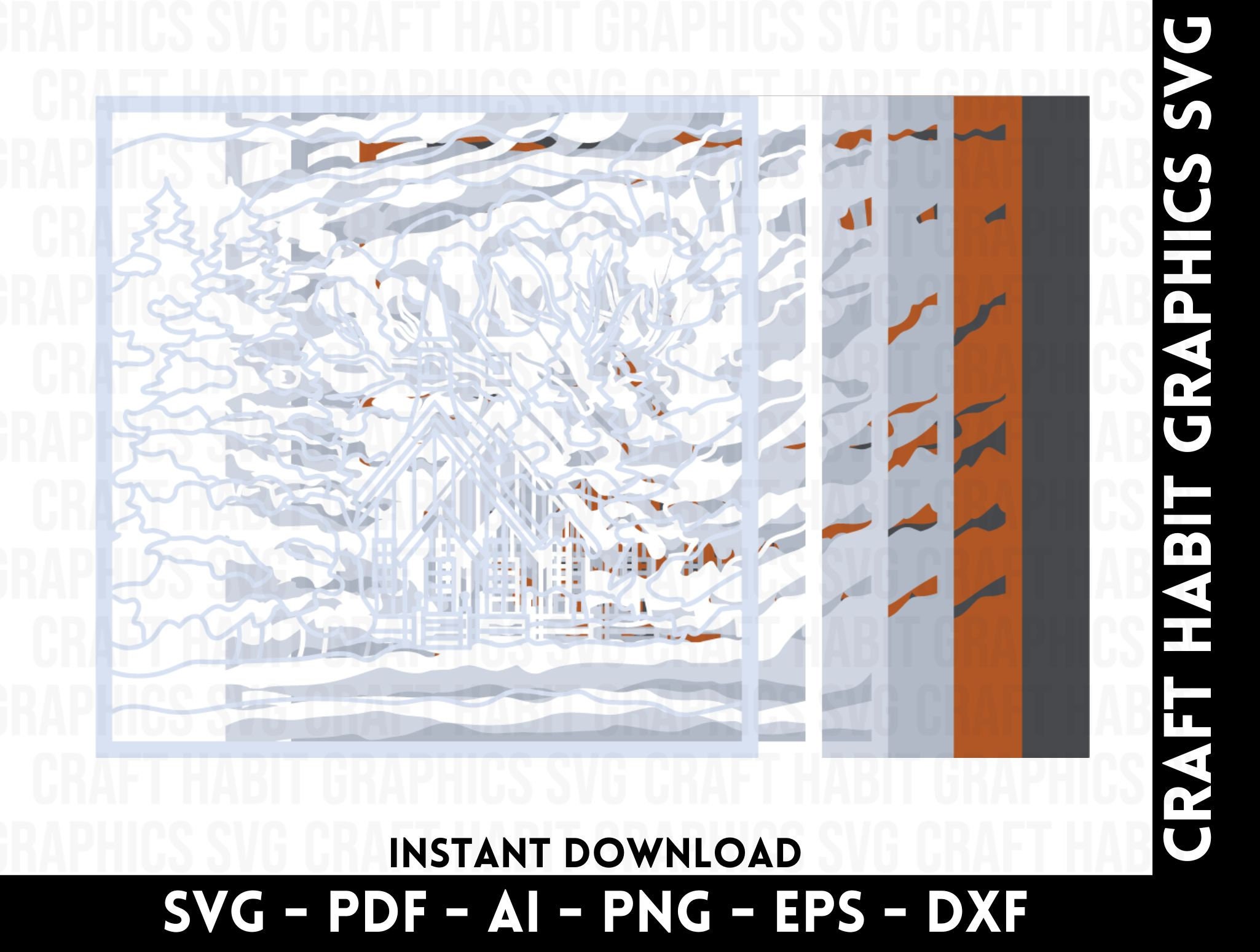Winter Cabin Shadow Box Svg | Layered Svg File - Laser Cut File | Xtool ...