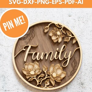Layered Family Floral Sign | Svg, Dxf, Eps, Png, Pdf Files for Cutting ...