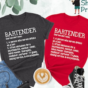 Bartender Definition Shirt, Funny Bartending T-shirt, Bartender Shirt ...