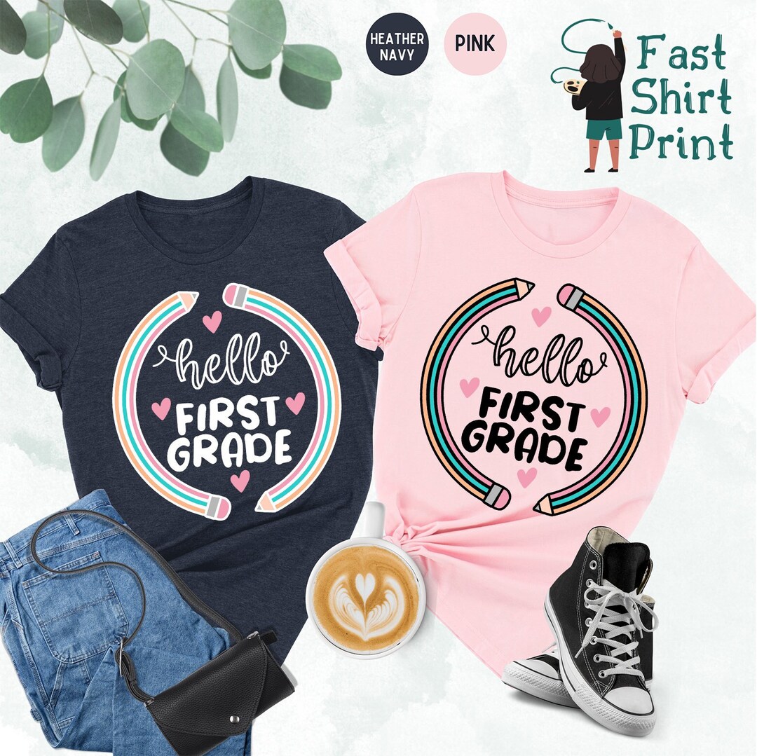 Hello First Grade Shirt, Team Kindergarten, First Day of School Shirt ...