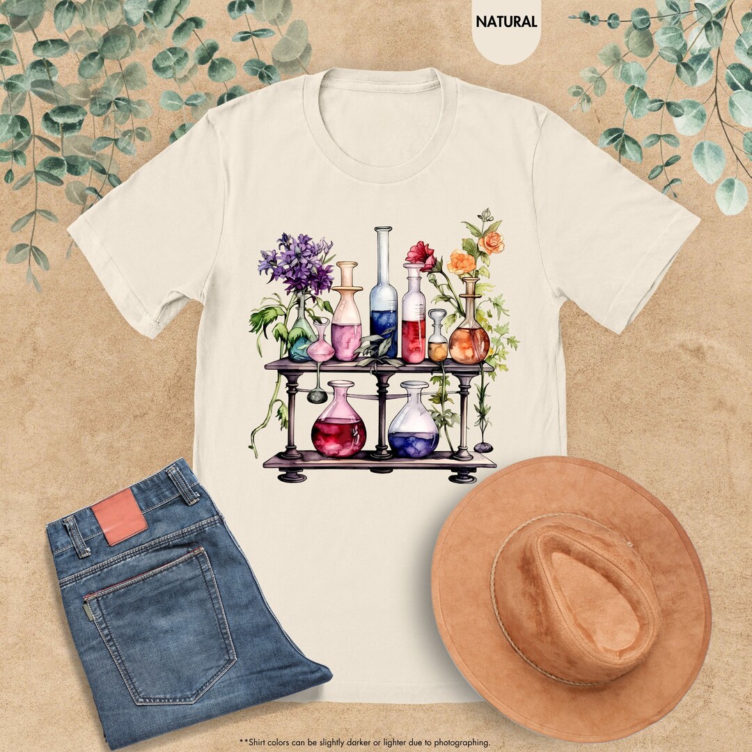 Laboratory Shirt, Floral Beakers Chemistry Lab Scientist Gift, Chemist ...