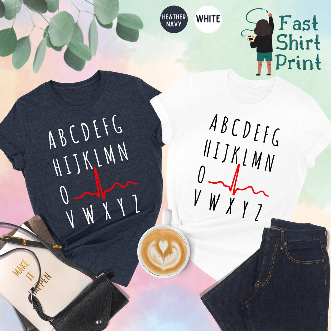 Nurse Shirt, EKG Alphabet Shirt, Funny Nurse Graphic Tee, Heartbeat ...