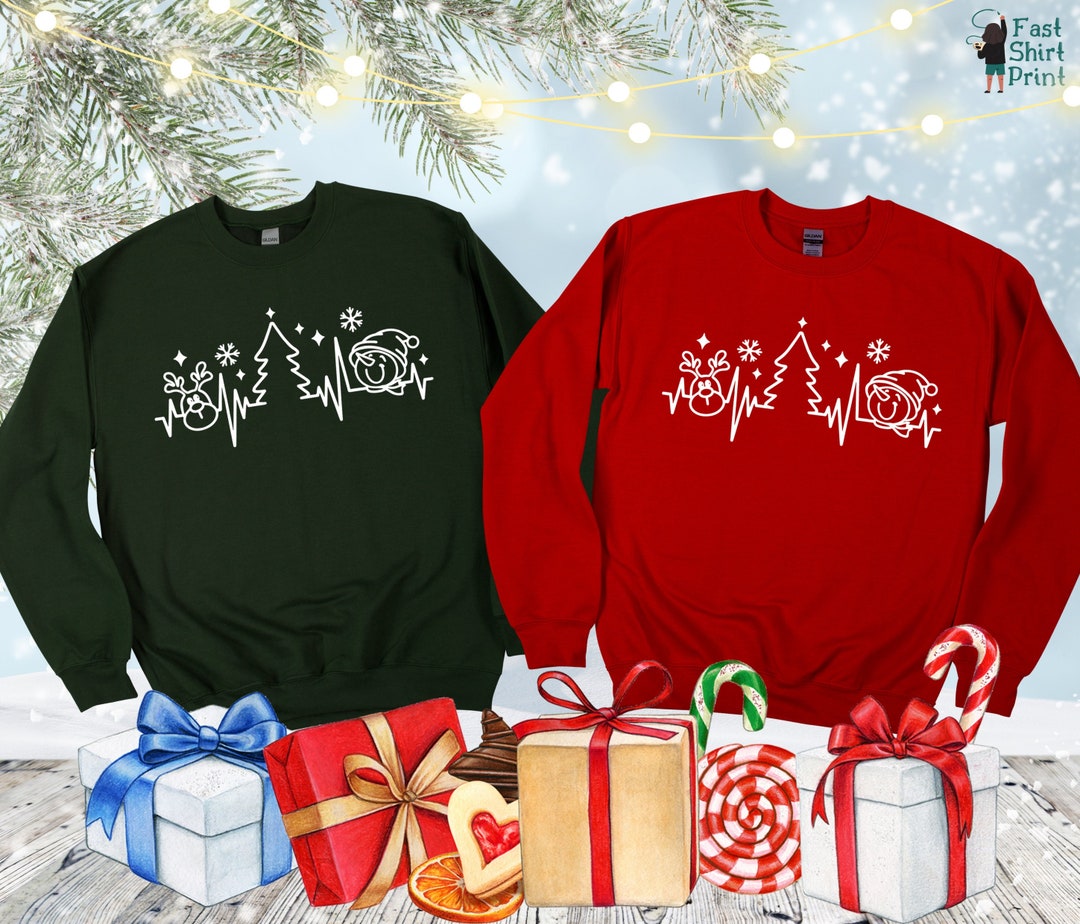 Christmas Reindeer Heartbeat Sweatshirt, Christmas Nurse Sweatshirts ...
