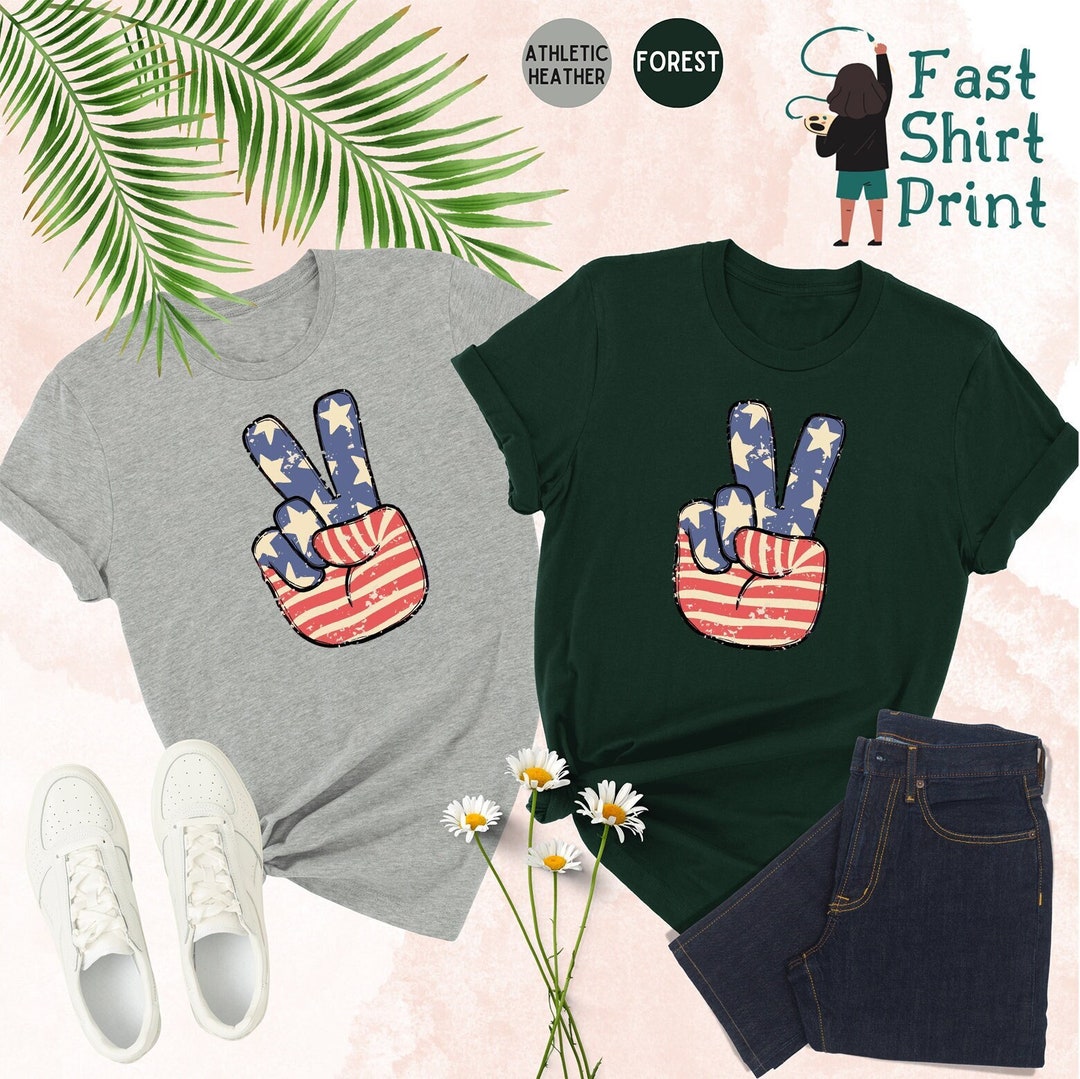 Retro Peace Hand Sign Shirt, Independence Day Shirt, 4th of July Shirt ...