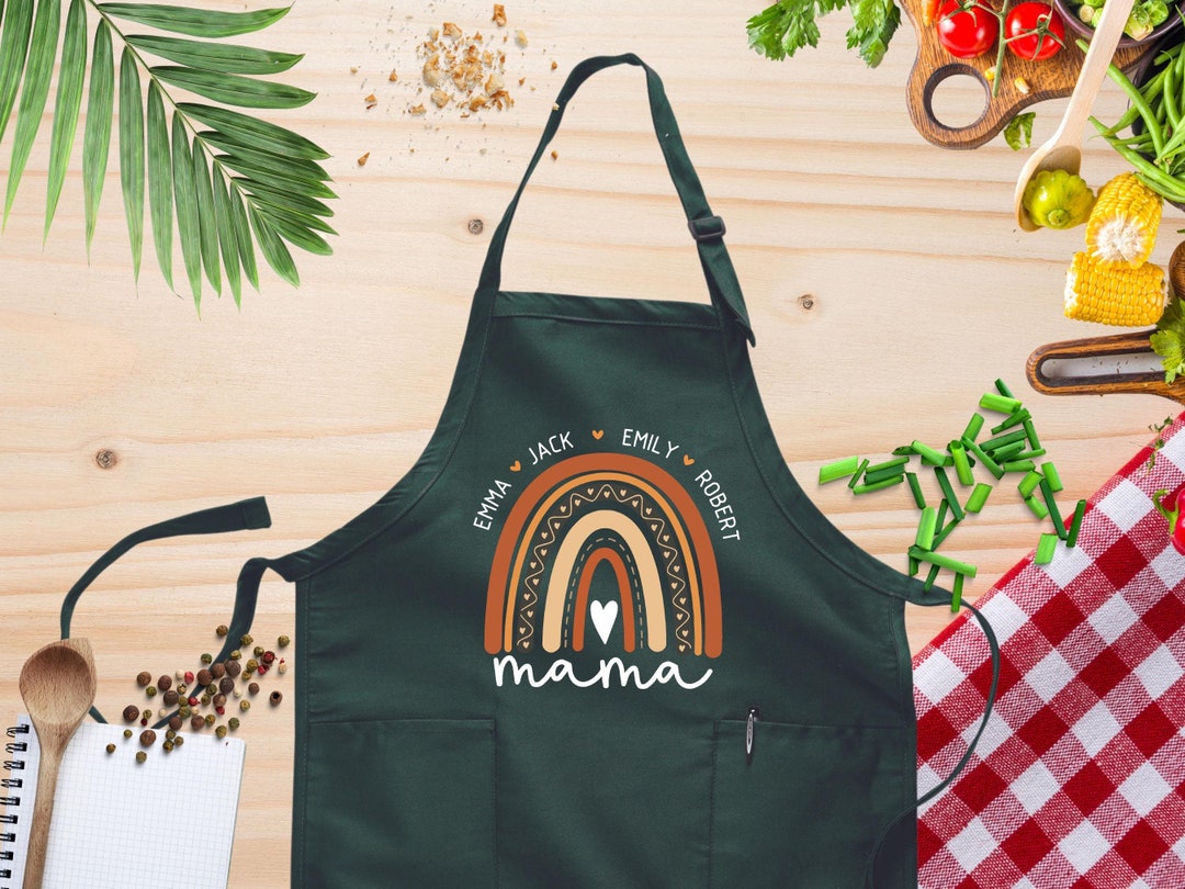 Custom Mama Apron, Mothers Day Gift, Custom Mom Apron With Kids Names ...