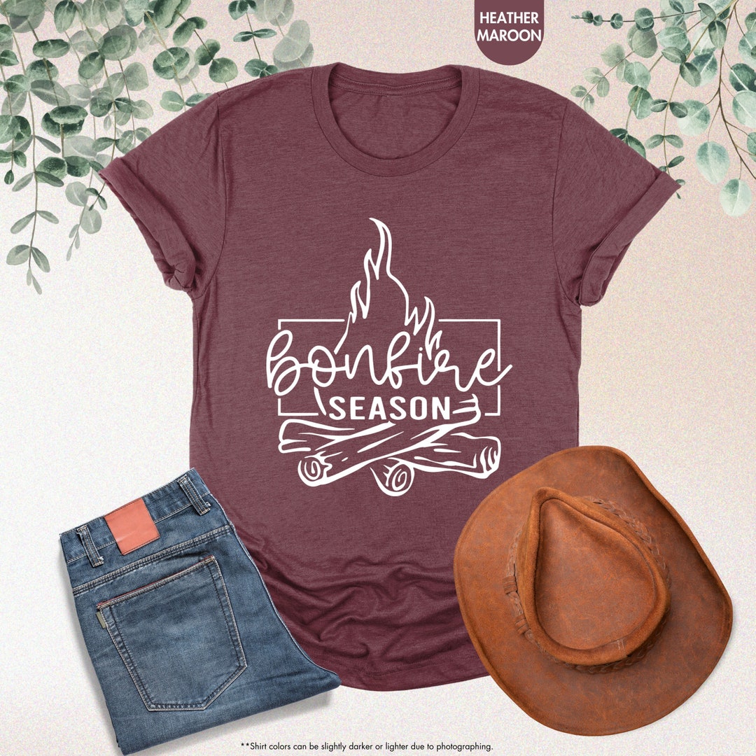 Bonfire Season Shirt, Cute Camping Shirt, Fall Season Shirt, Campfire ...