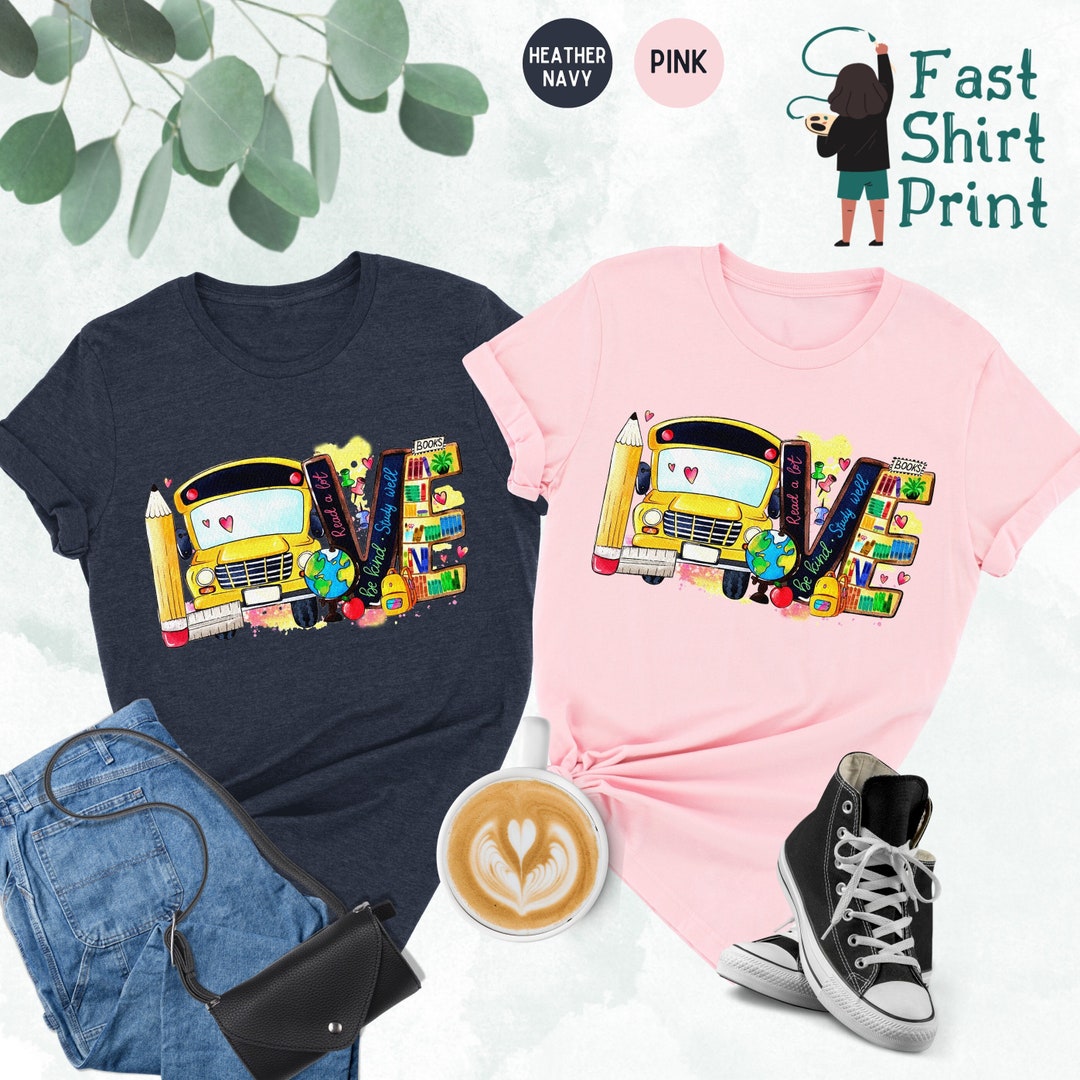 Love School Shirt, Cute School Bus Shirt, Back to School Shirt, Teacher ...