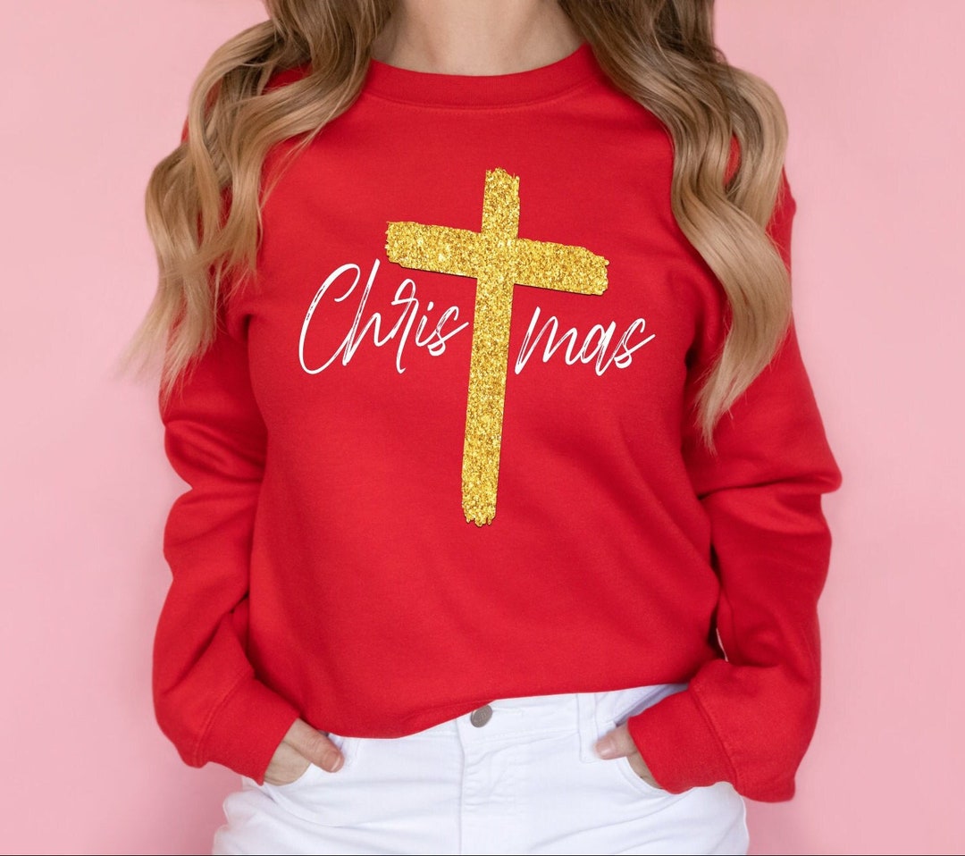 Christmas Christian Sweatshirt, Cross Christmas Sweatshirt, Merry ...