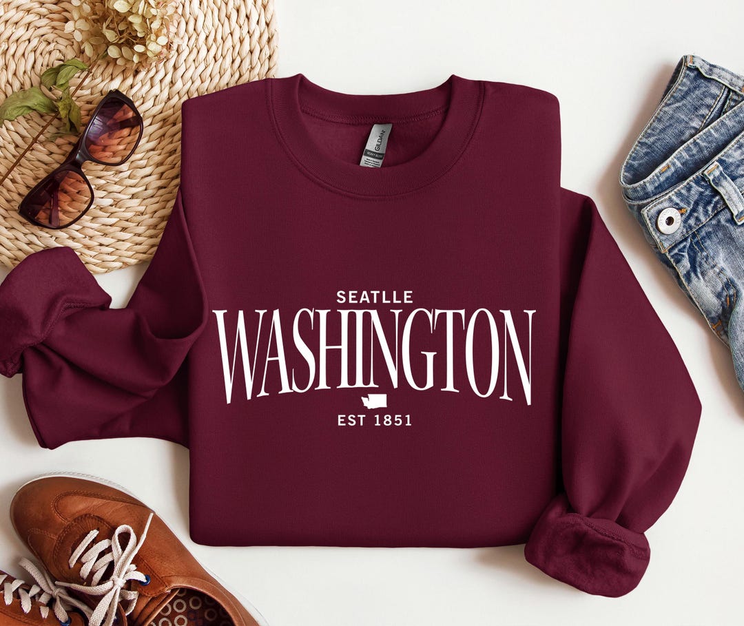 Washington Sweatshirt or Hoodie, Custom Washington Map Sweatshirt ...