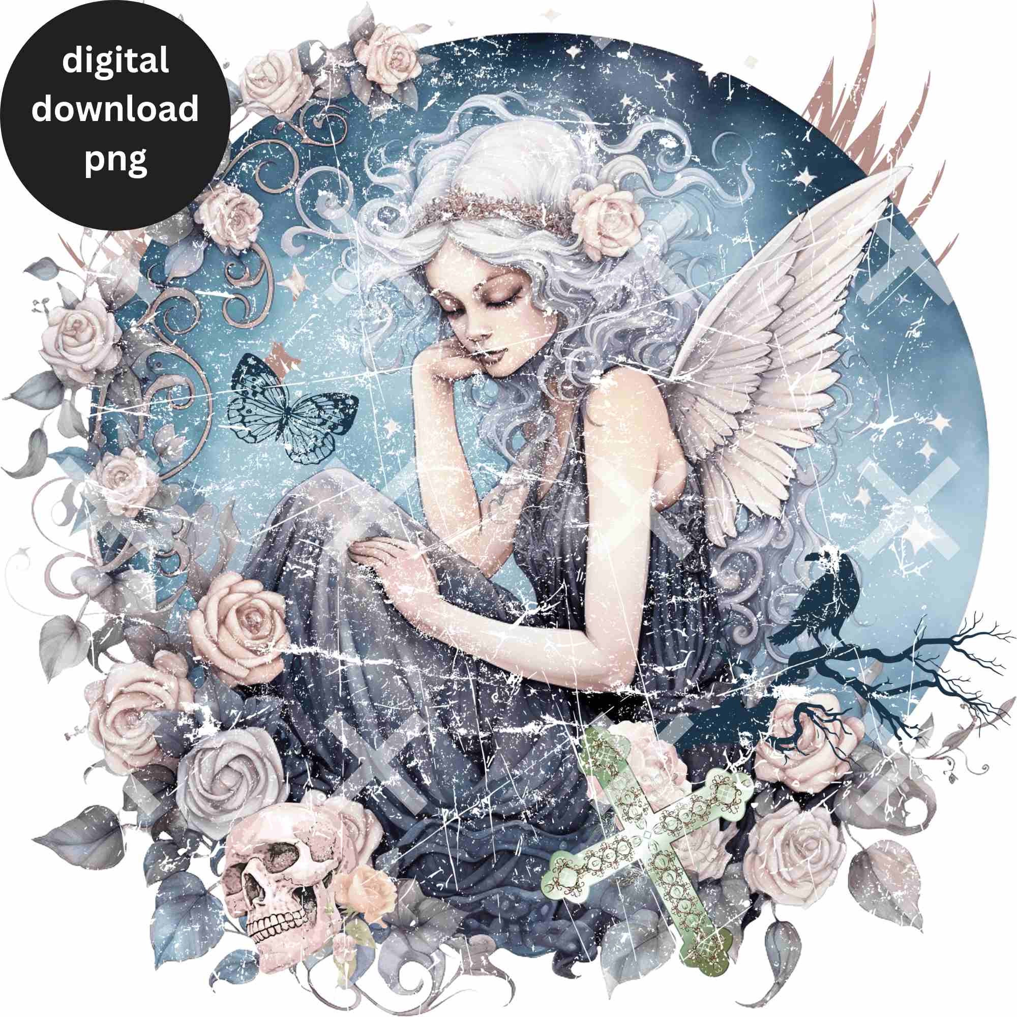 Pastel Goth Fairy Pink Roses Png, Gothic Png Sublimation Designs, Mom ...