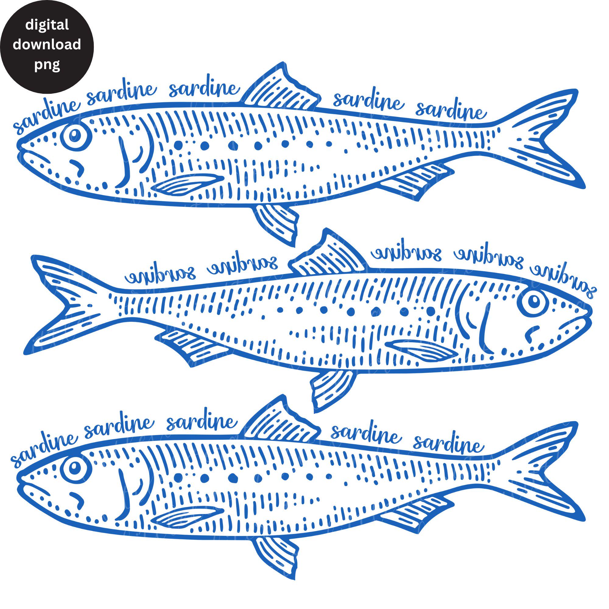 Trendy Sardine PNG, Three Sardines Sublimation Design, Fisherman ...