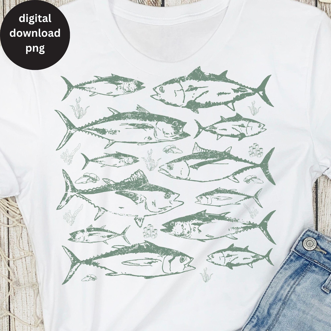 Vintage Tuna Sublimation Design PNG, Fisherman Aesthetic Digital ...