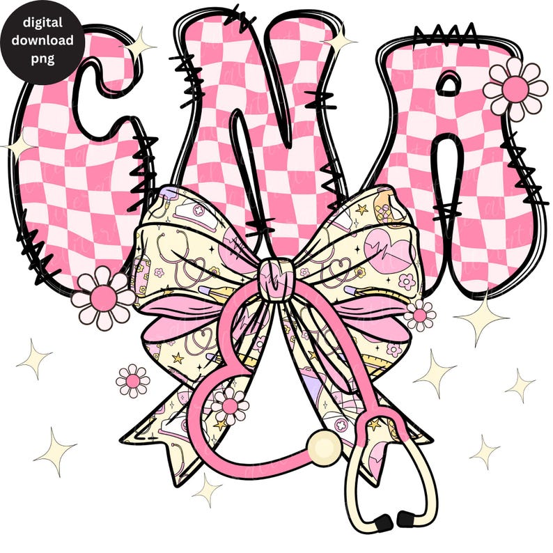 CNA Bow Png, Retro Certified Nursing Assistant Png, Retro CNA Life Png ...