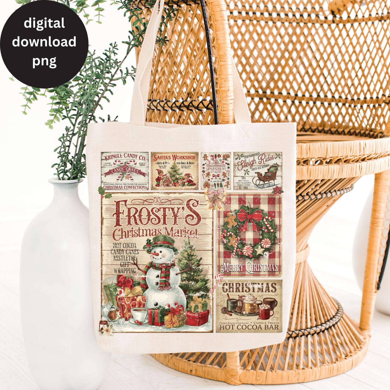 Vintage Christmas Sign Collection PNG, Retro Christmas Signs ...