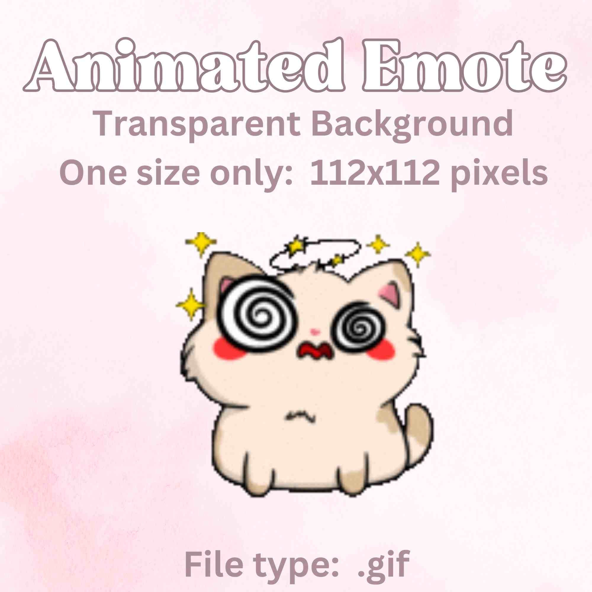 Animated Cat Emote / Cute Stunned Cat / Spiral Eyes / Stream Graphic / Emote for Streamer ...