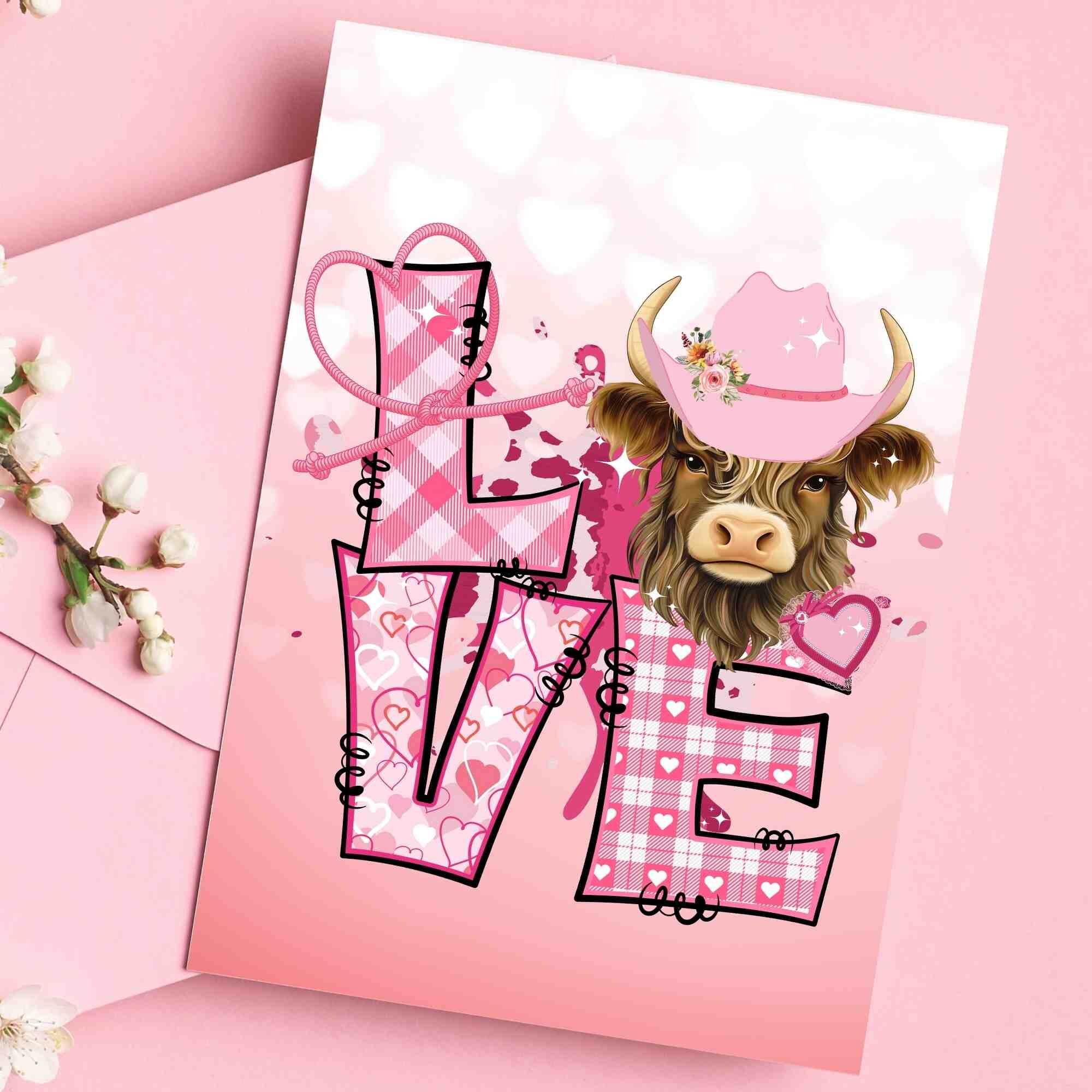Highland Cow Valentine Png, Heifer Valentine Png, Love Cow Valentines ...