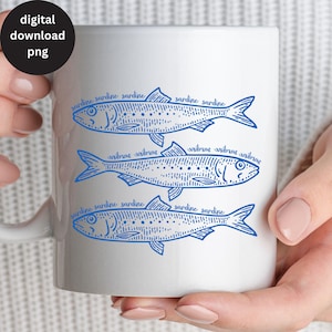 Trendy Sardine PNG, Three Sardines Sublimation Design, Fisherman ...