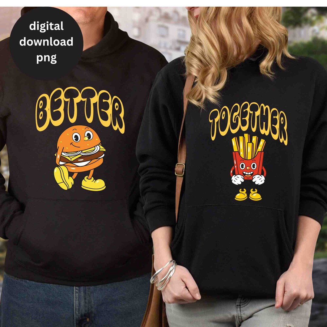 Burger and Fries Matching Couple Png, His and Her Matching Png, Couple ...