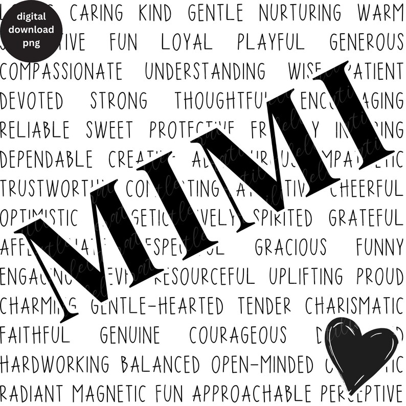 Mimi Definition Word List PNG, DIY Mimi Gift Idea Sublimation Design ...