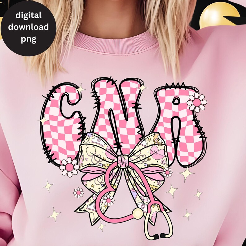 CNA Bow Png, Retro Certified Nursing Assistant Png, Retro CNA Life Png ...