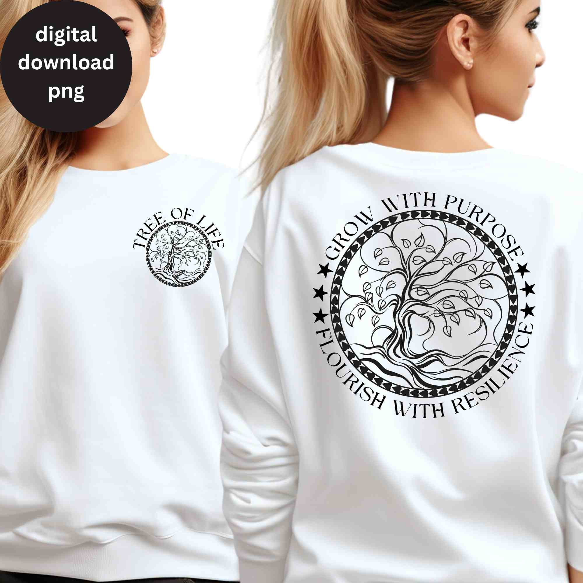 Tree of Life Positive Daily Affirmations Png Front Back Sweatshirt ...