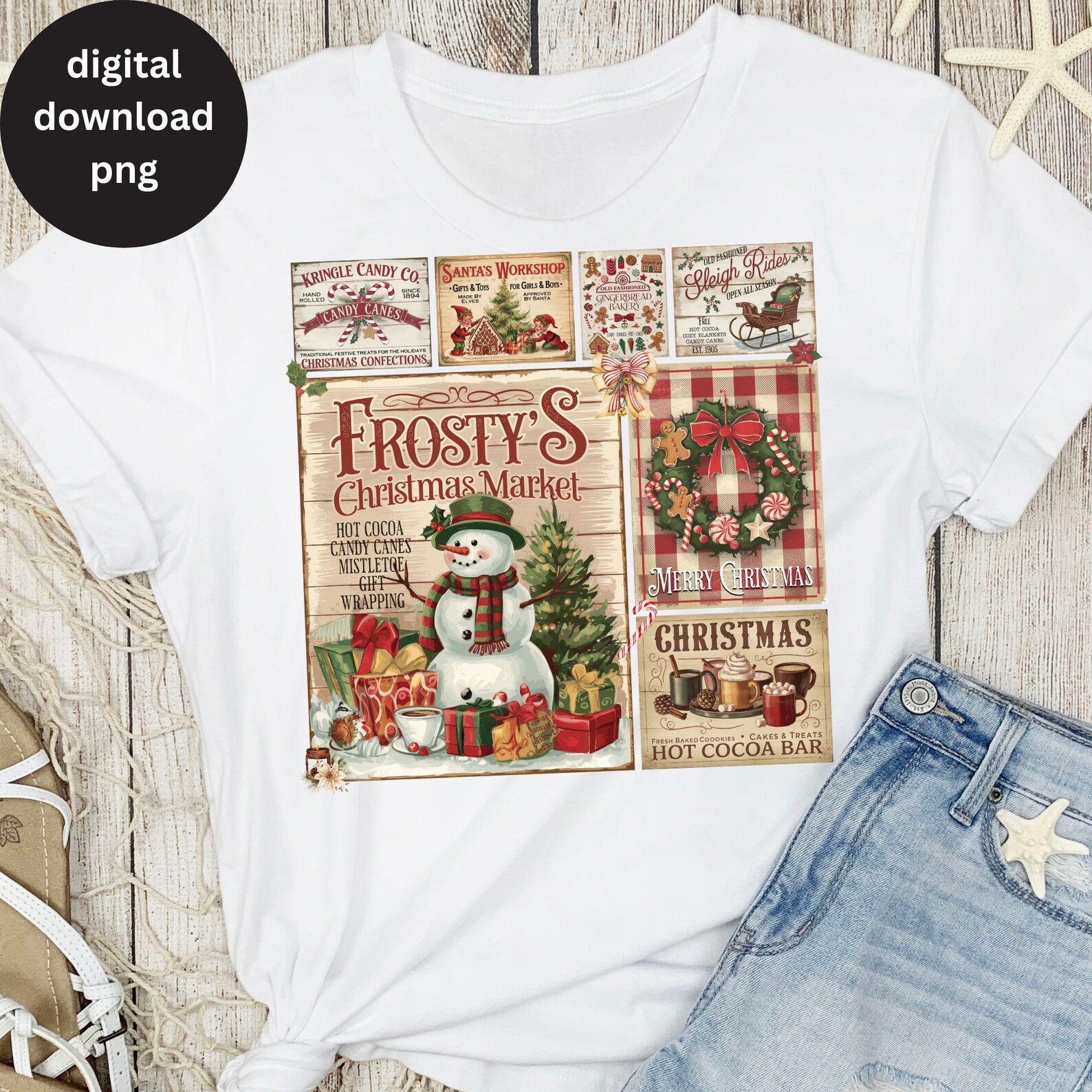 Vintage Christmas Sign Collection PNG, Retro Christmas Signs ...