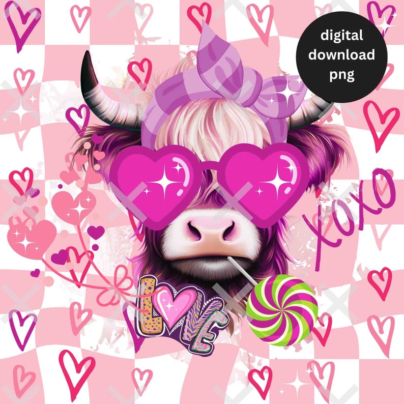 Highland Cow Valentine Png, Heifer Valentine Png, Love Cow Valentines ...