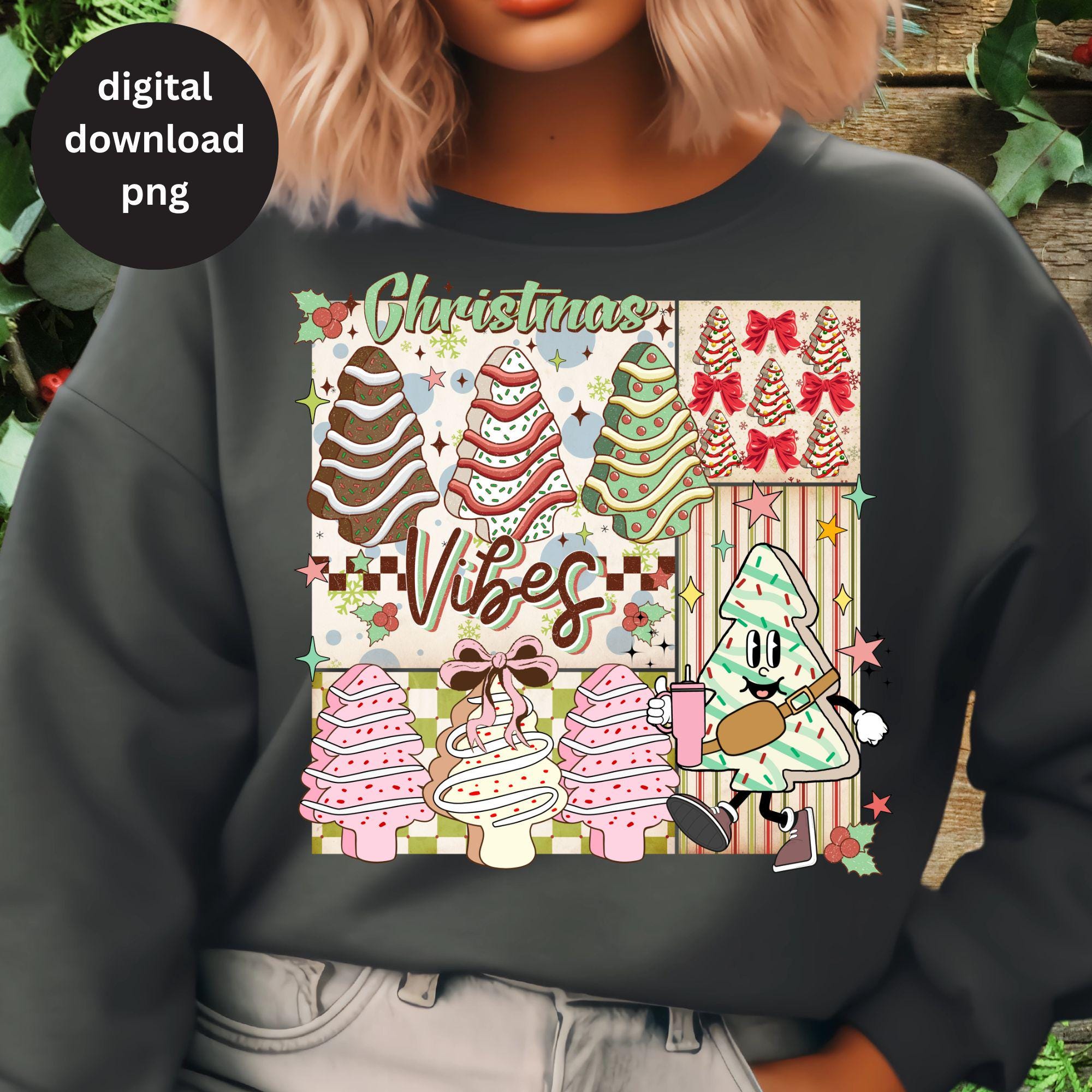 Retro Christmas Tree Cake Sublimation Designs, Girly Coquette Christmas ...