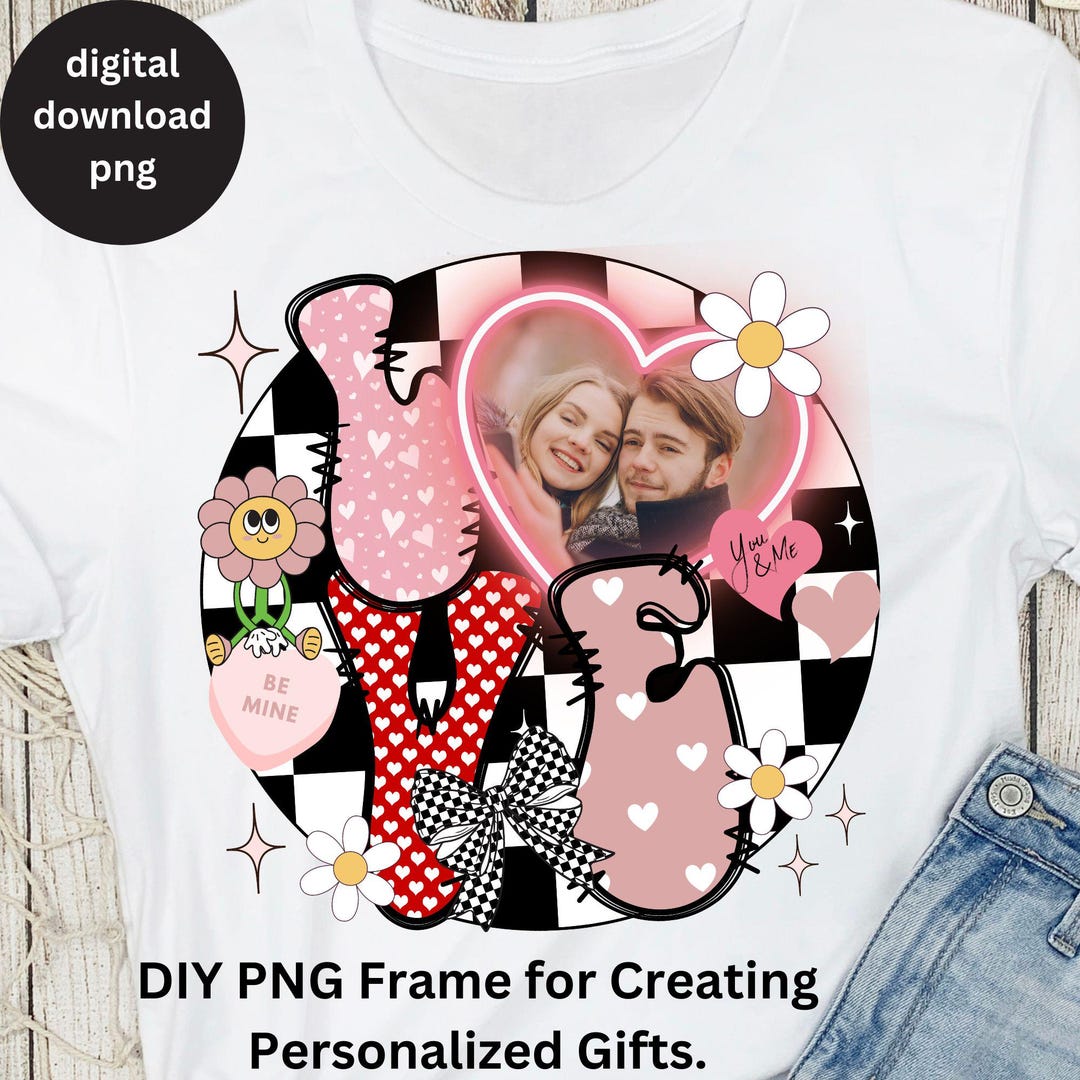 DIY Valentine Couple Heart Frame PNG, Photo Overlay Valentine Gift ...