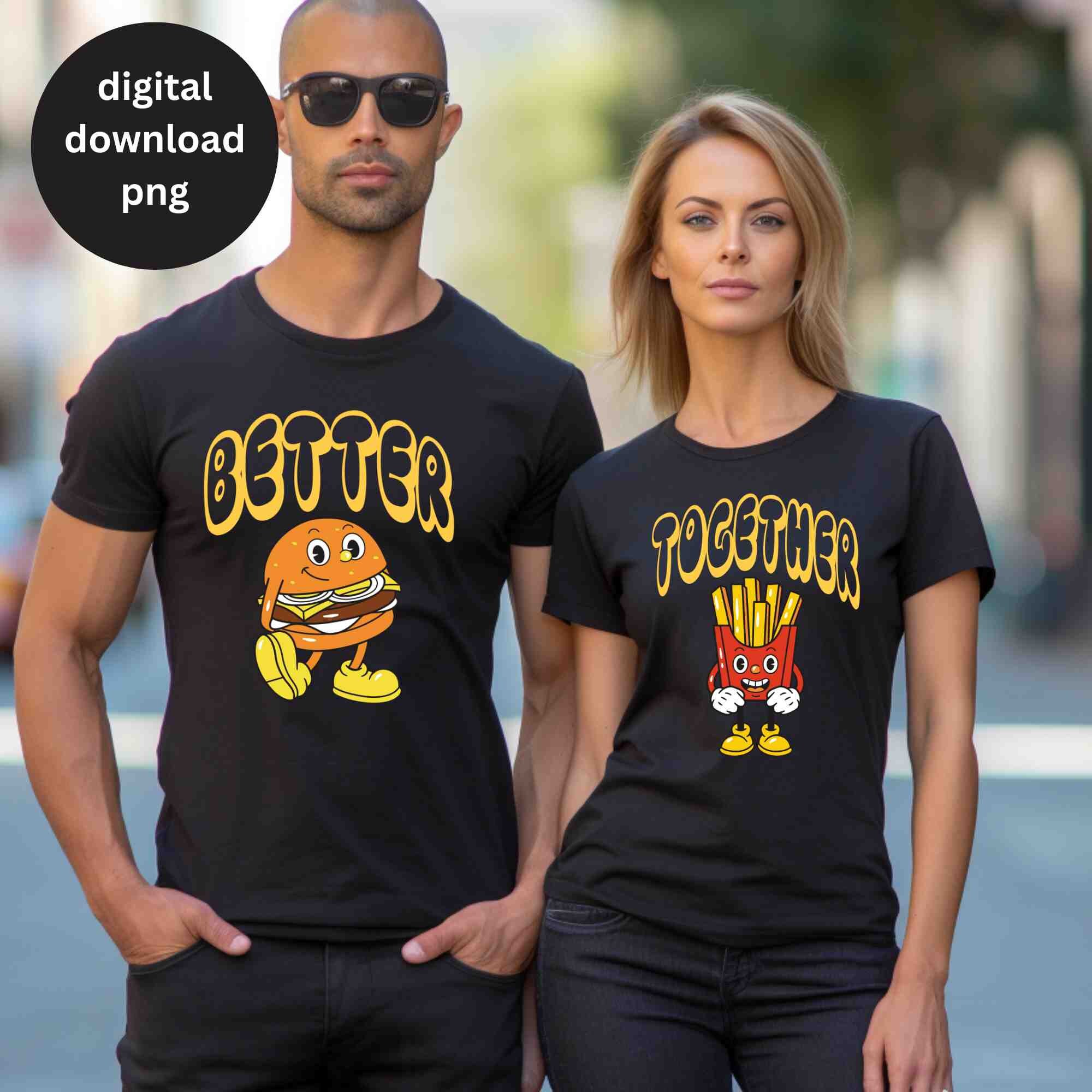 Burger and Fries Matching Couple Png, His and Her Matching Png, Couple ...
