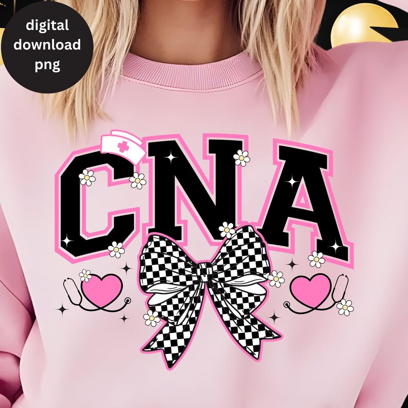 CNA Bow Png, Retro Certified Nursing Assistant Png, Retro CNA Life Png ...