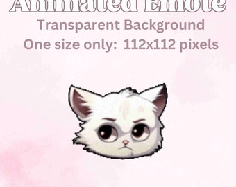 Animated Emote Cute White Cat / Shaking Head Emote / Emote for Streamer ...