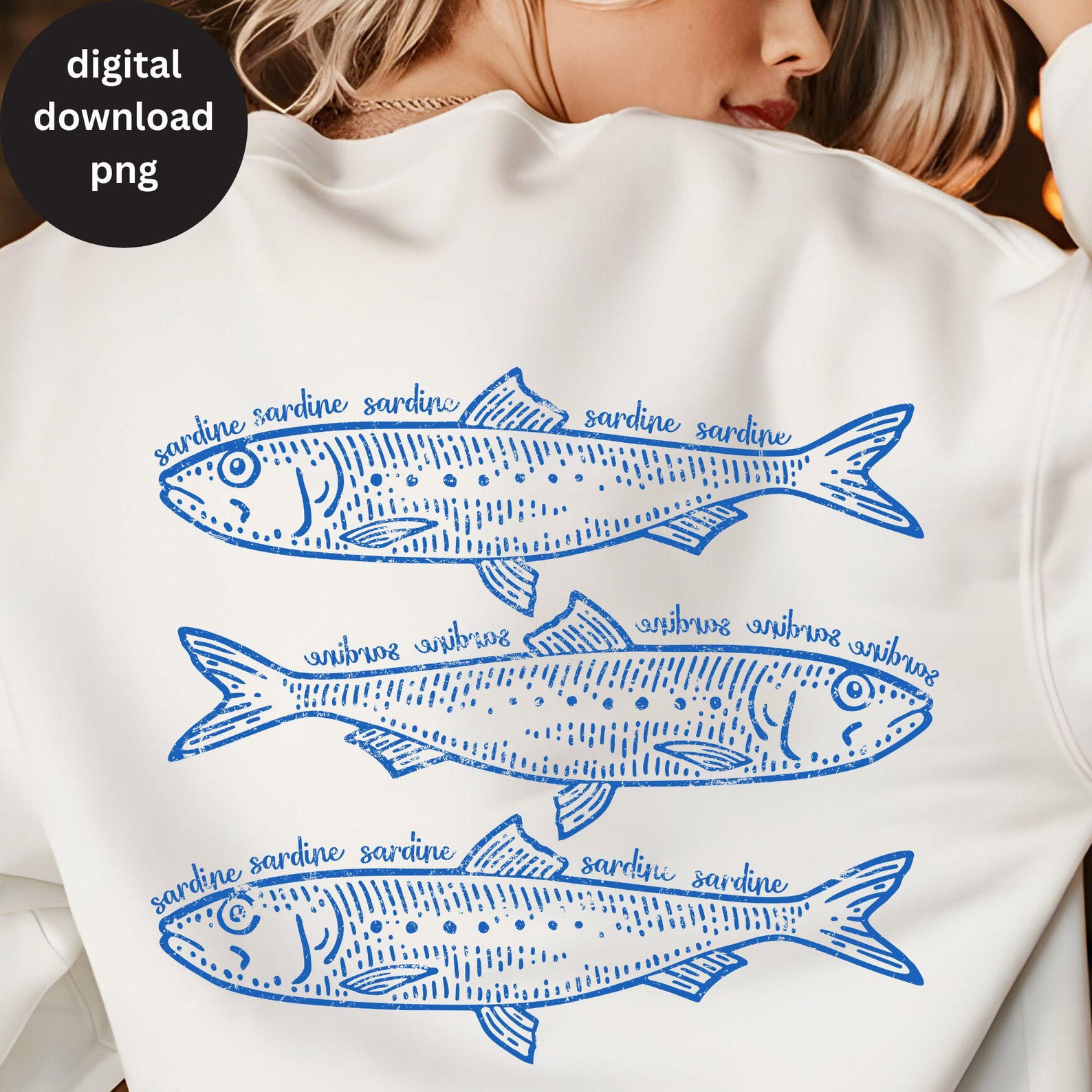 Trendy Sardine PNG, Three Sardines Sublimation Design, Fisherman ...