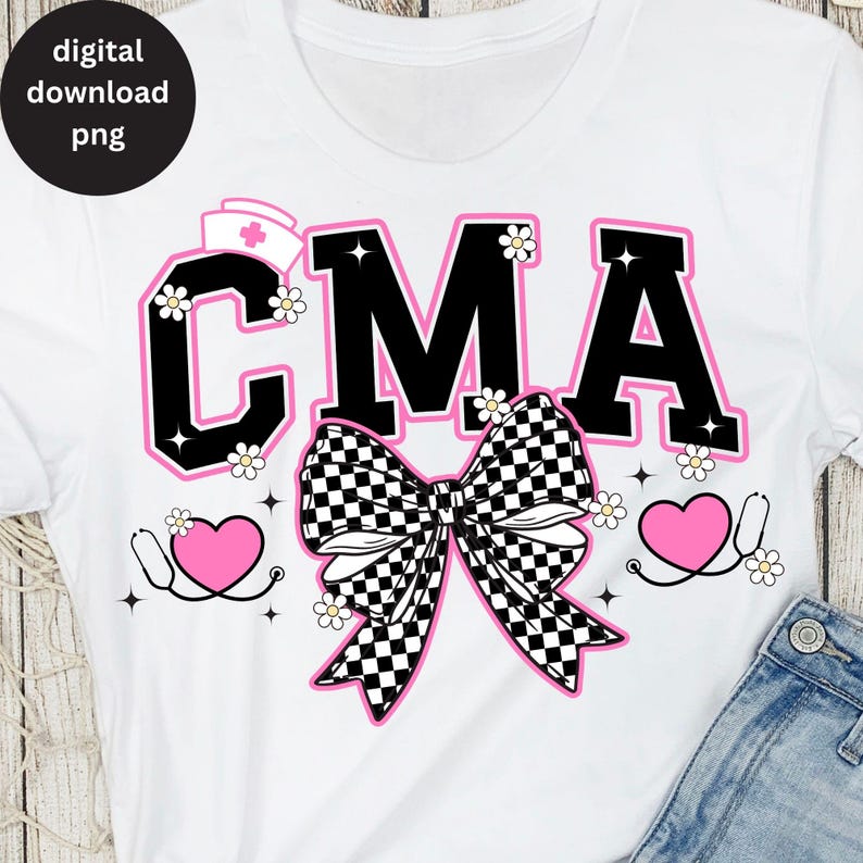 CMA Bow Png, Retro Certified Medication Aide Png, Retro CMA Life Png ...