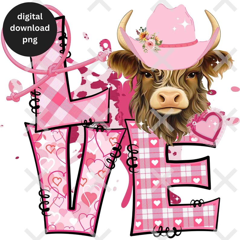 Highland Cow Valentine Png, Heifer Valentine Png, Love Cow Valentines Day Png, Valentine Day ...