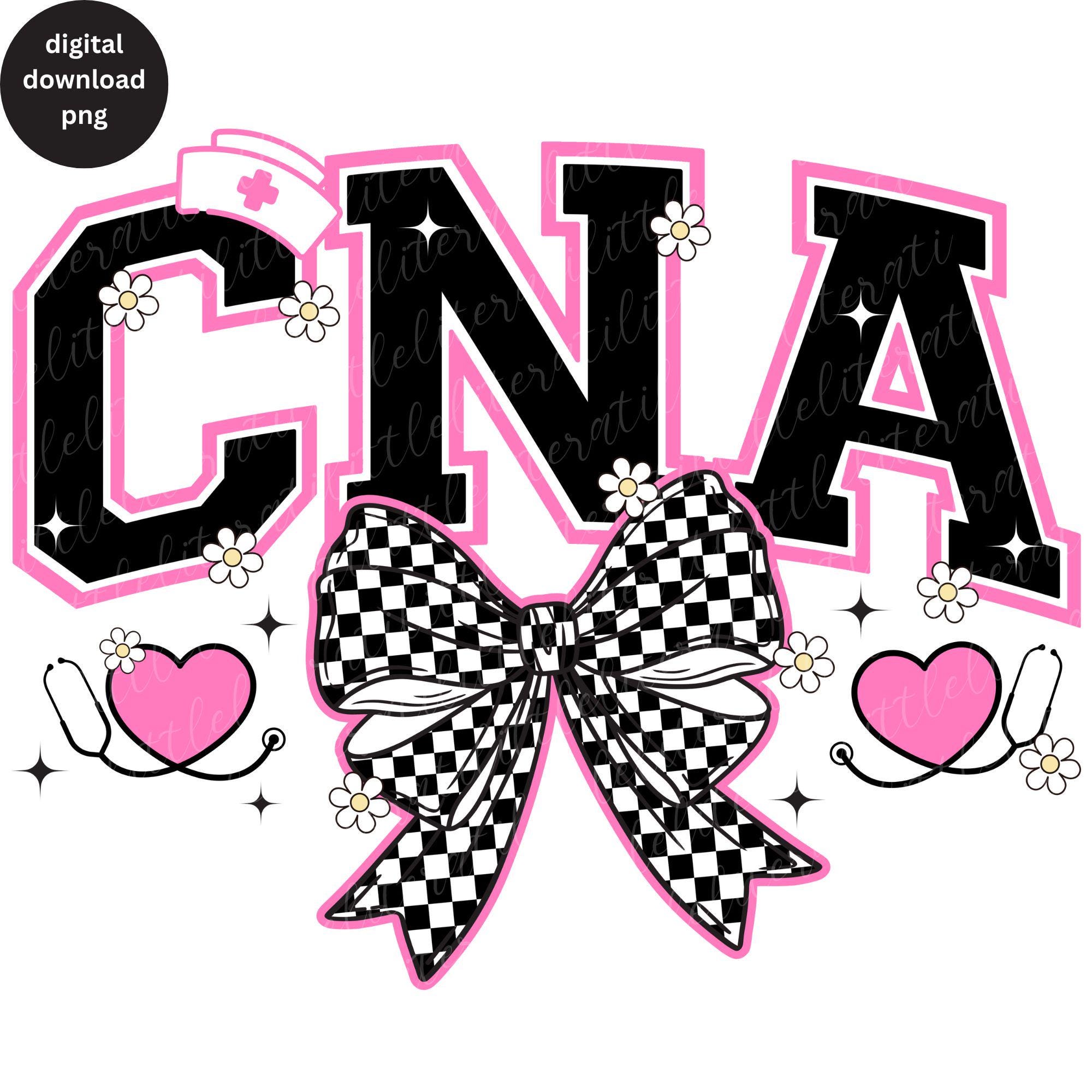 CNA Bow Png, Retro Certified Nursing Assistant Png, Retro CNA Life Png ...